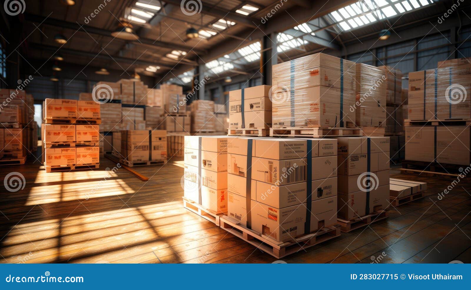 Distribution Warehouse, Delivery Concept. Boxes on Pallet in the ...