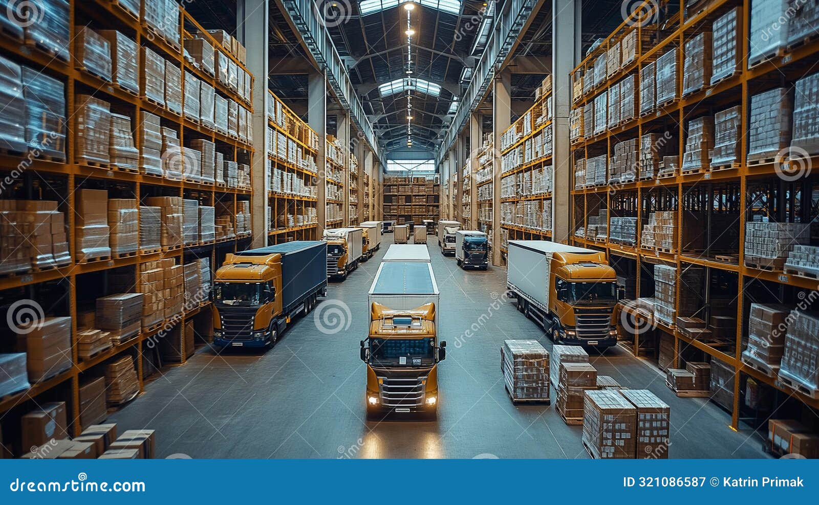 Distribution Warehouse Filled with Shelves of Goods, Logistics and ...