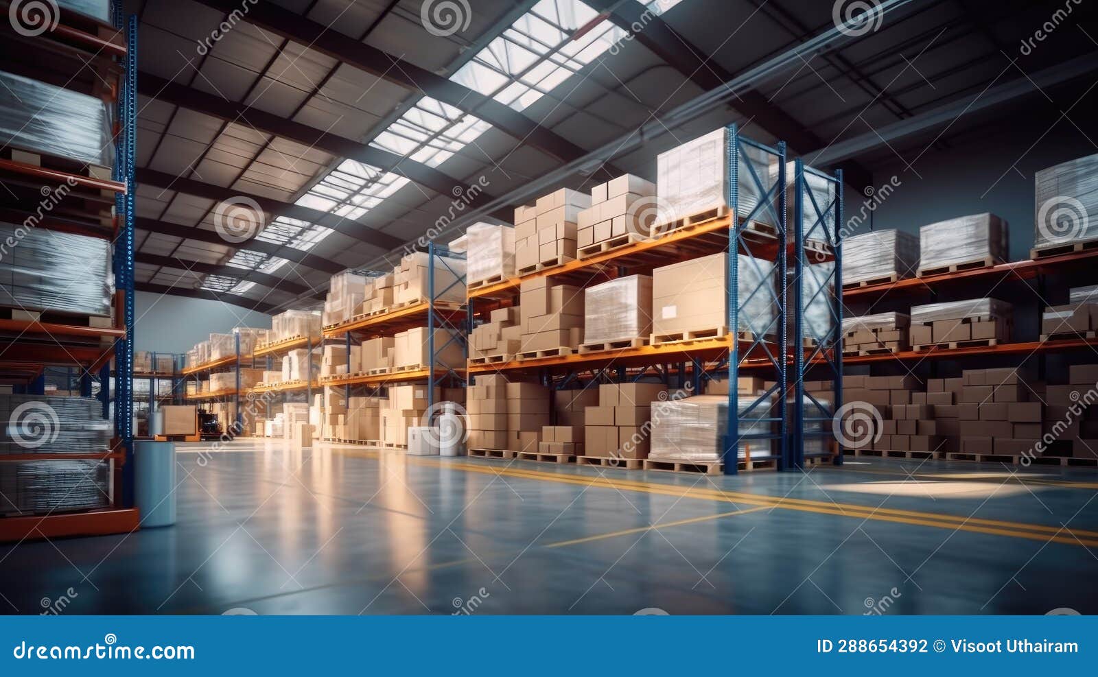 Distribution Warehouse, a Large Warehouse with Numerous Items, Rows of ...