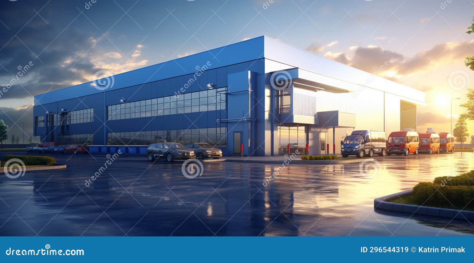 Distribution Warehouse with Trucks of Different Capacity Stock Image ...