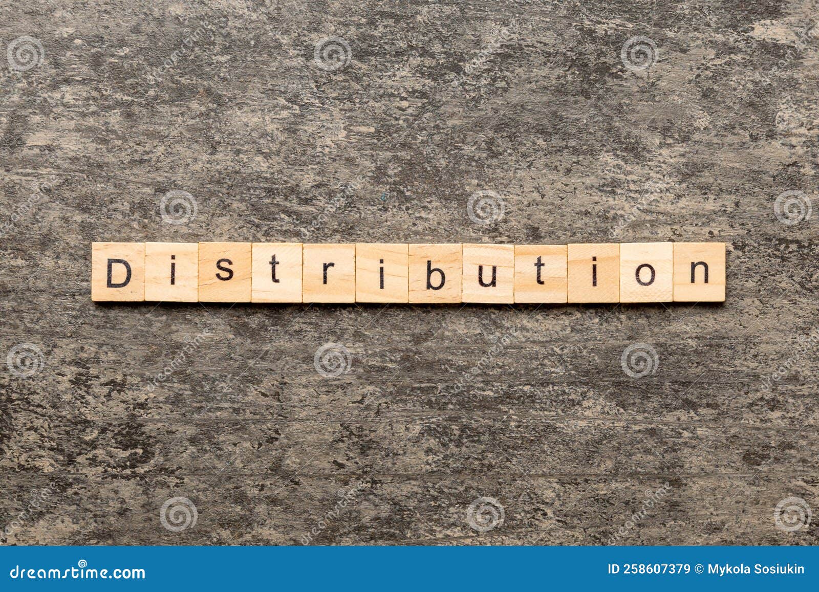 Distribution Word Written on Wood Block. Distribution Text on Table ...