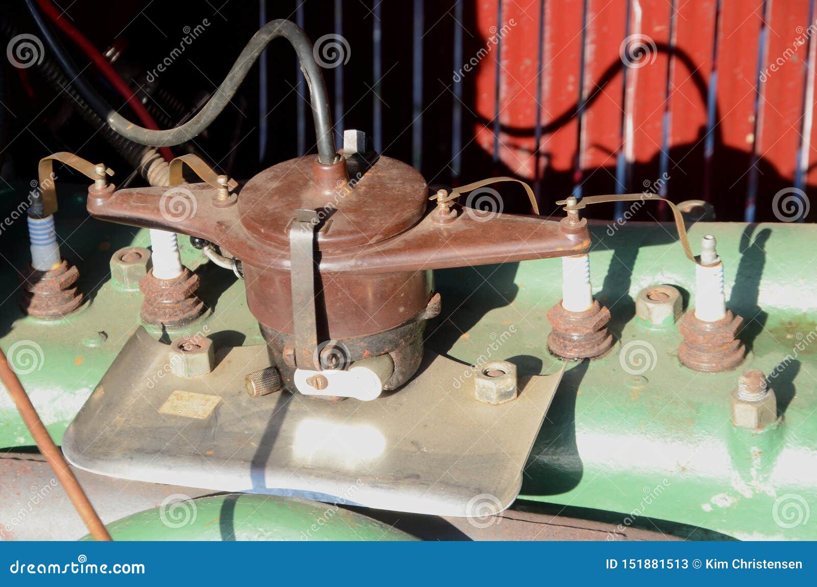 Distributor of a 4 Cylinder Vintage Car Engine Stock Image - Image of ...
