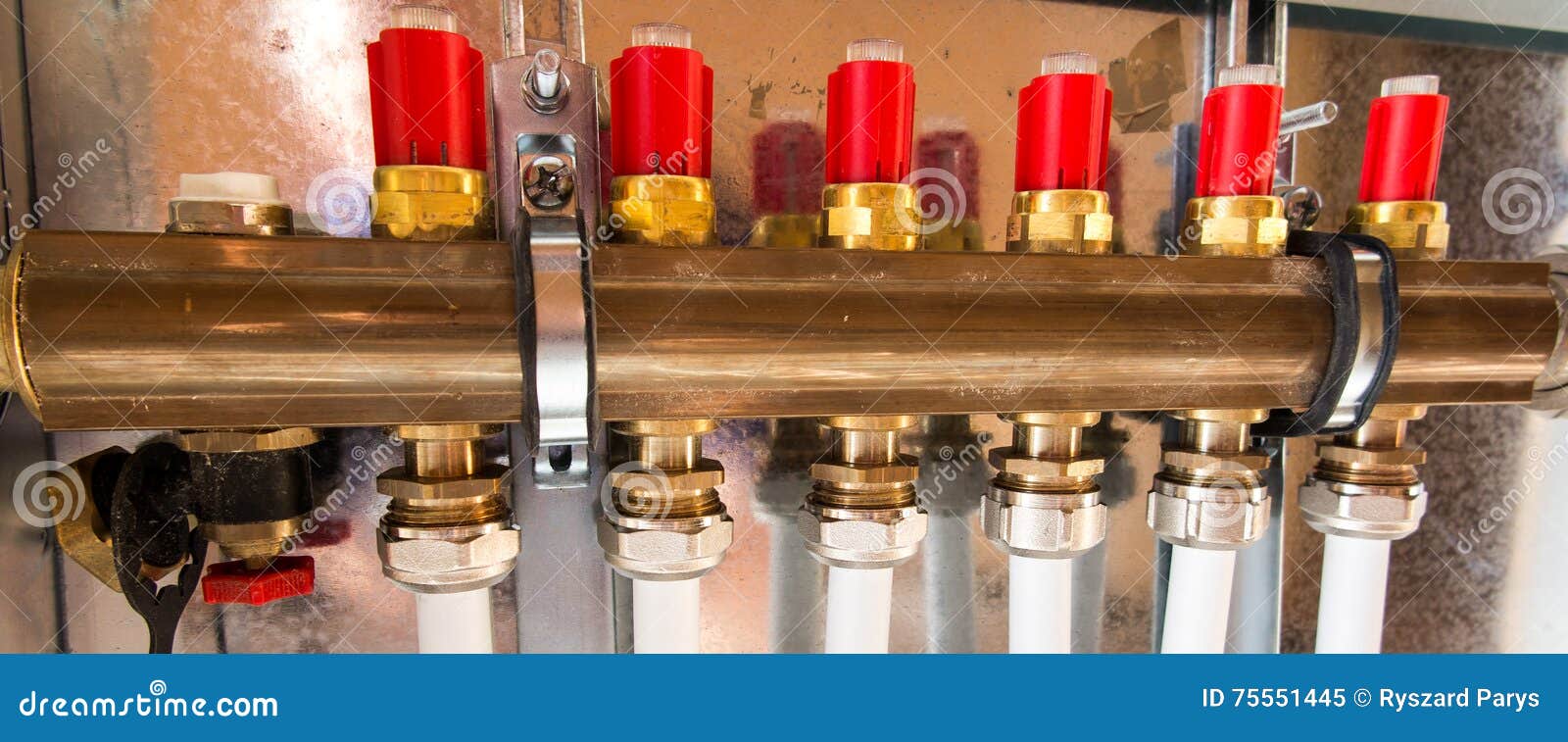 Distributor for Floor Heating Water Stock Image - Image of installation ...