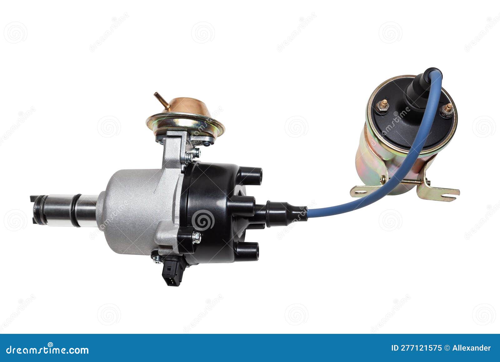 Distributor and Ignition Coil on a White Stock Image - Image of ...