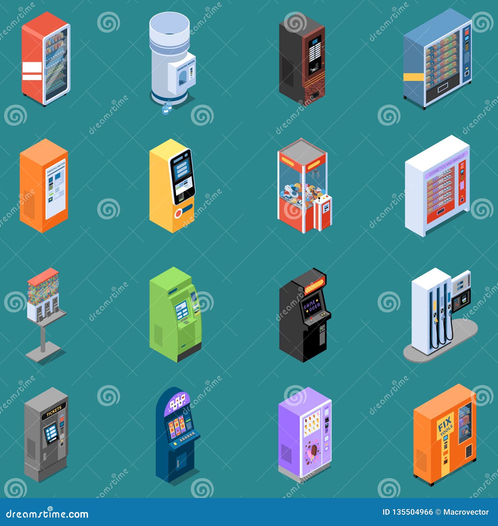 Distributore Le Icone Isometriche Illustrazione Vettoriale ...