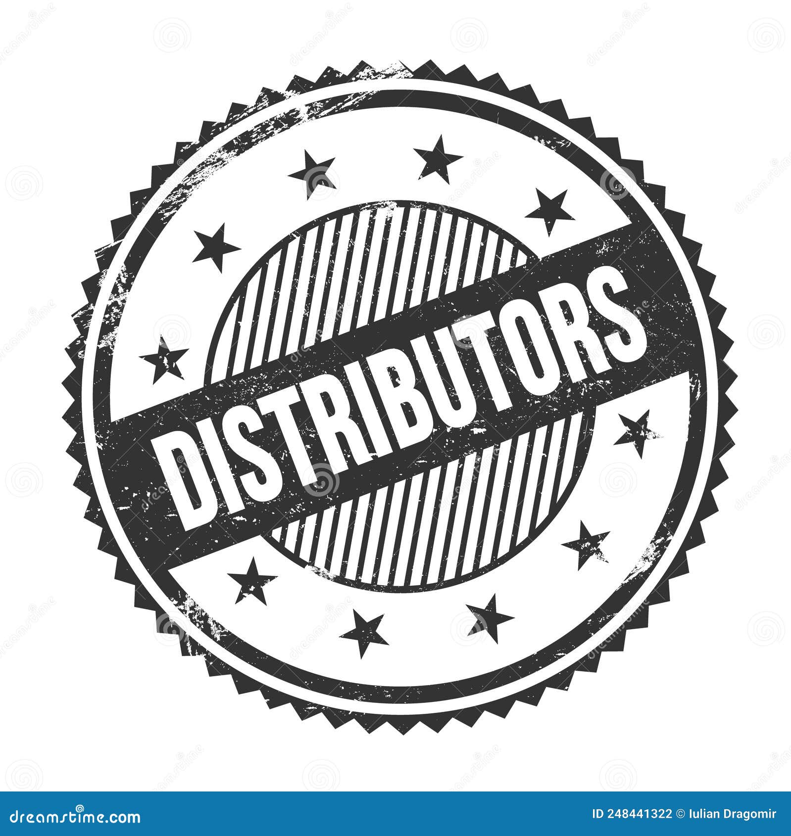 DISTRIBUTORS Text Written on Black Grungy Round Stamp Stock ...