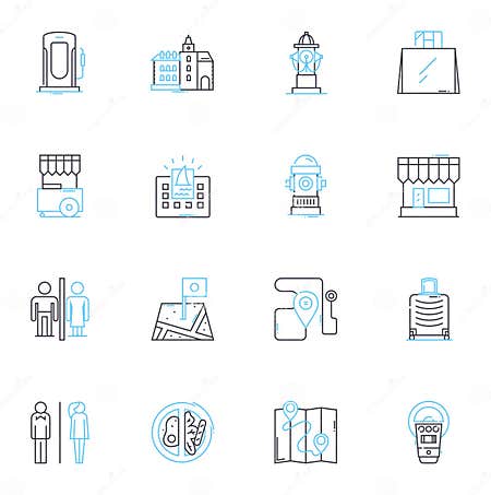 District Chart Linear Icons Set. Analysis, Visualization, Comparison ...