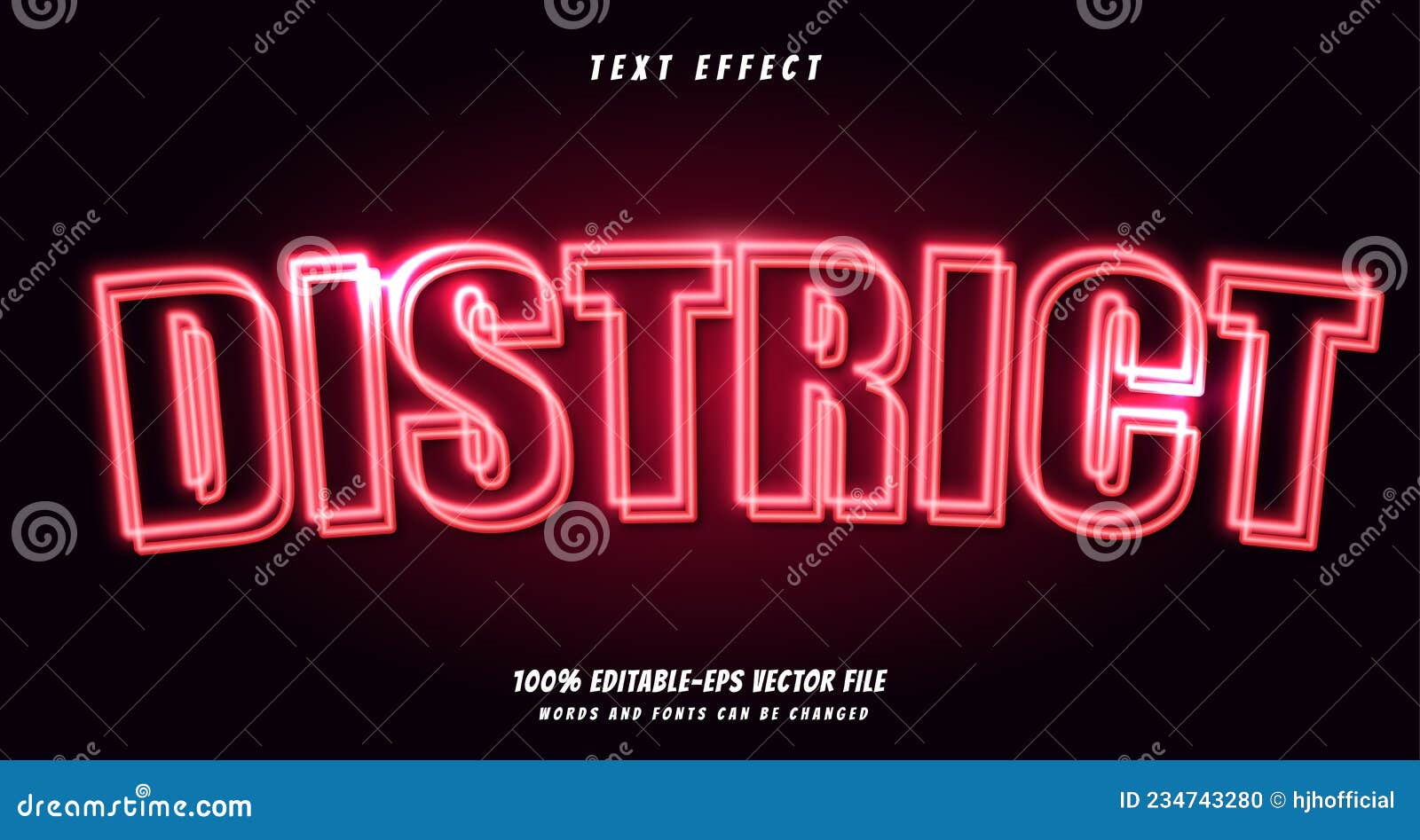 District Text Effect Design Vector Stock Vector - Illustration of ...