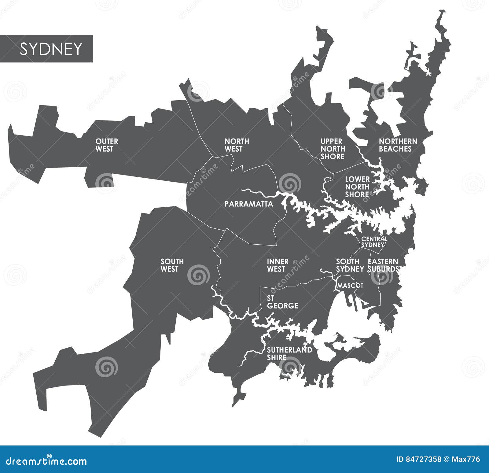 Distrito De Sydney Do Mapa Do Vetor Ilustração do Vetor - Ilustração de ...
