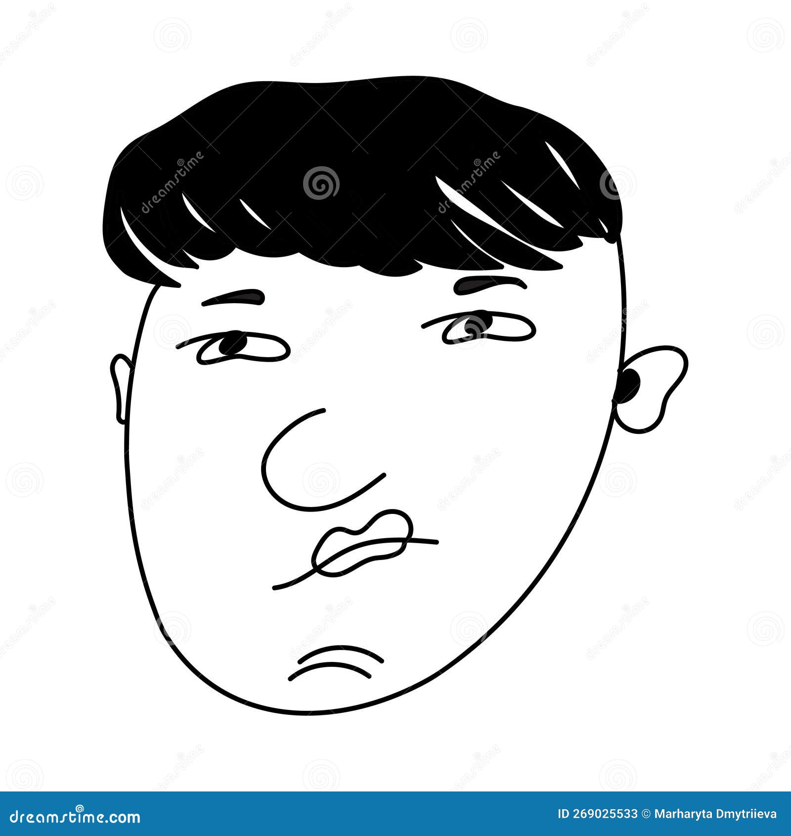 Distrustful, Contemptuous Face of a Guy, Monochrome Head of a Man on a ...