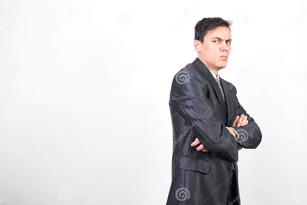 Distrustful man in suit stock photo. Image of distrustful - 178600614