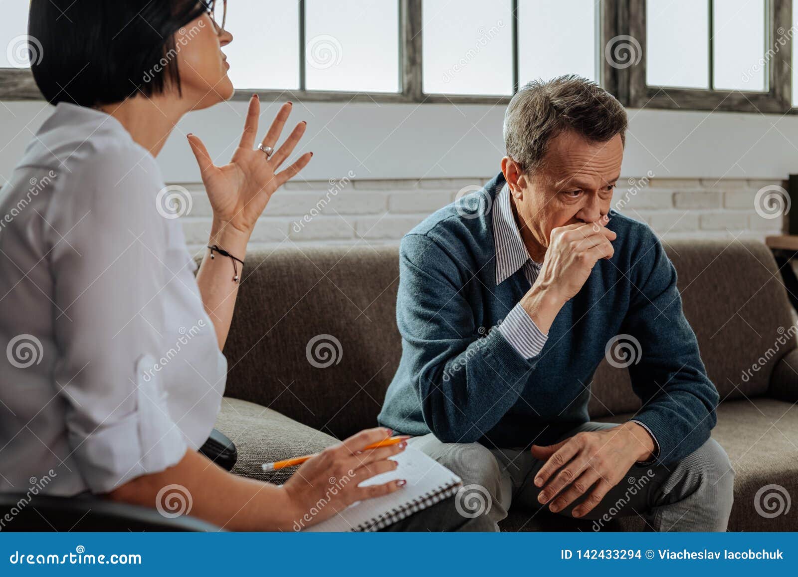 Disturb and Upset Old Man Crying and Being Depressed Stock Photo ...