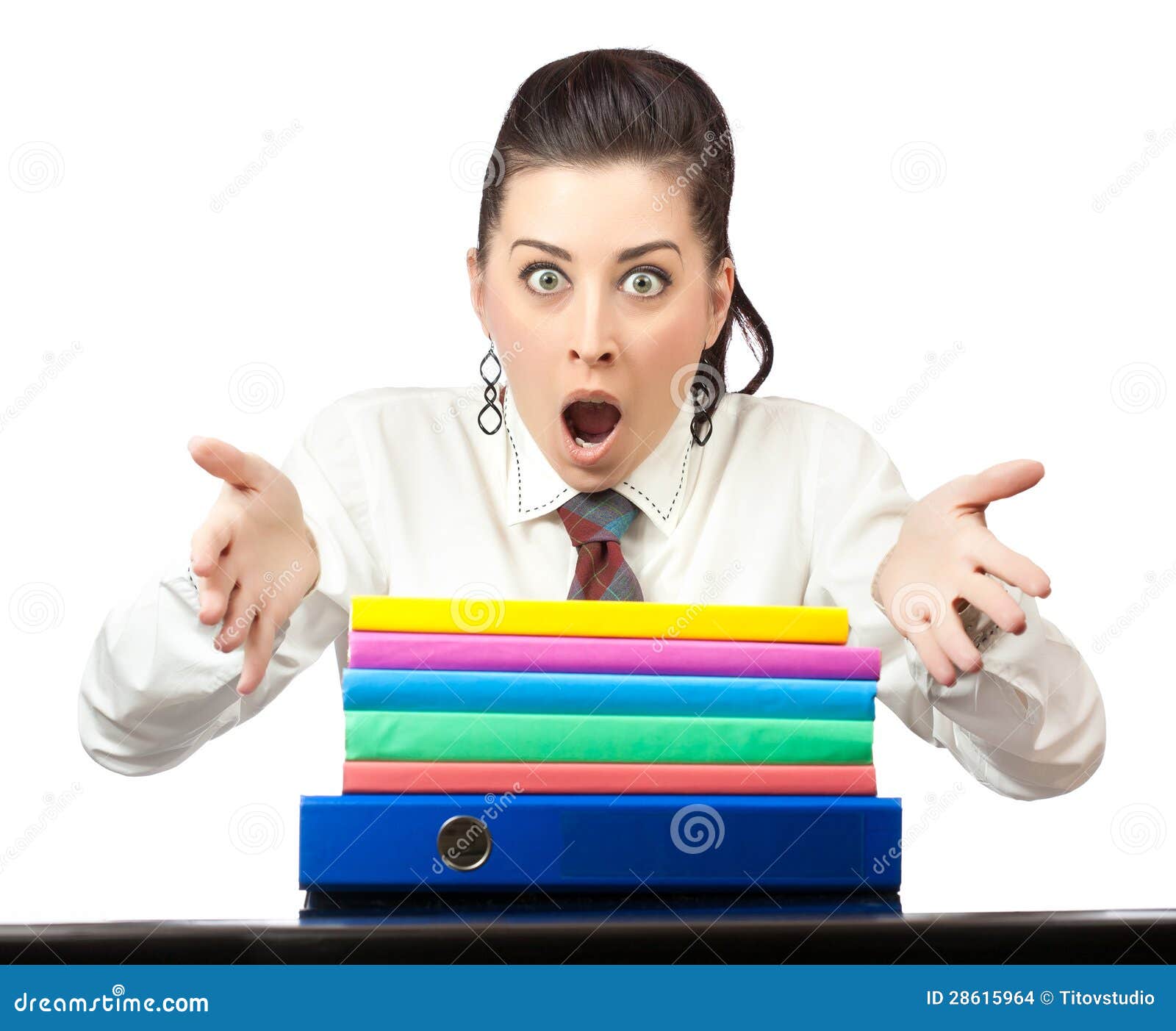 Disturbed Girl in the Office at Work. Isolated Stock Photo - Image of ...