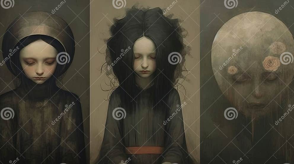 A Disturbed Mind, the Three Faces of Madness Stock Illustration ...