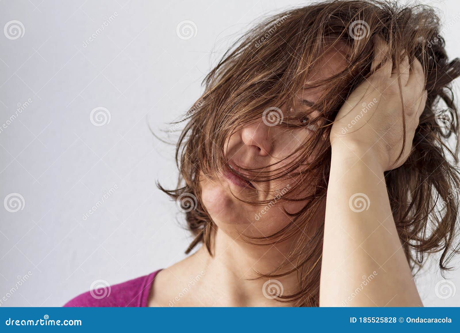 A disturbed woman stock photo. Image of disheveled, loneliness - 185525828