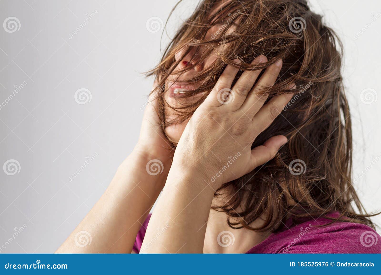 A disturbed woman stock photo. Image of gesture, difficulties - 185525976