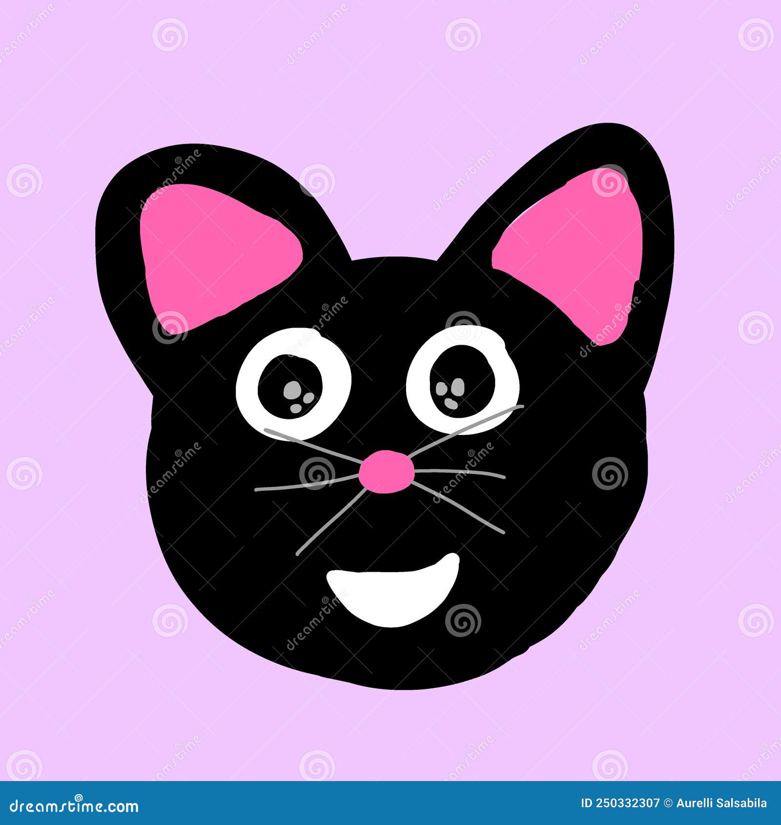 Disturbing black cat stock illustration. Illustration of violet - 250332307