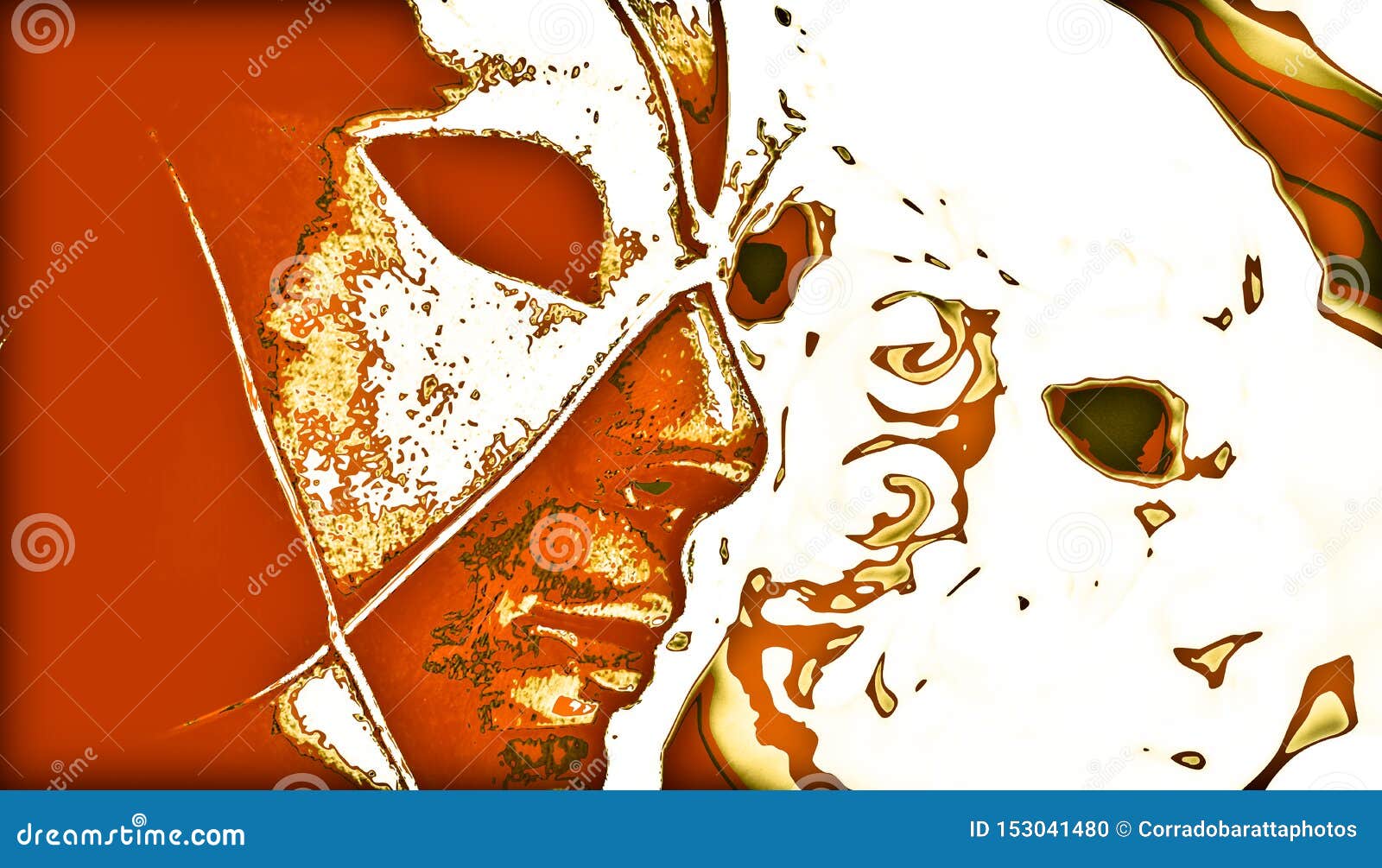 A Disturbing Orange and White Mask Stock Photo - Image of carnival ...