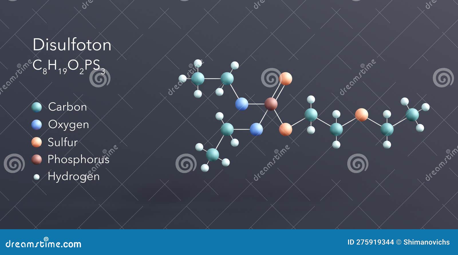 Disulfoton Molecule, Molecular Structure, Insecticide, Ball And Stick ...