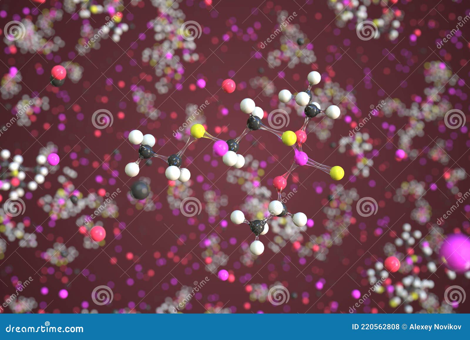 Disulfoton Molecule, Scientific Molecular Model, 3d Rendering Stock ...