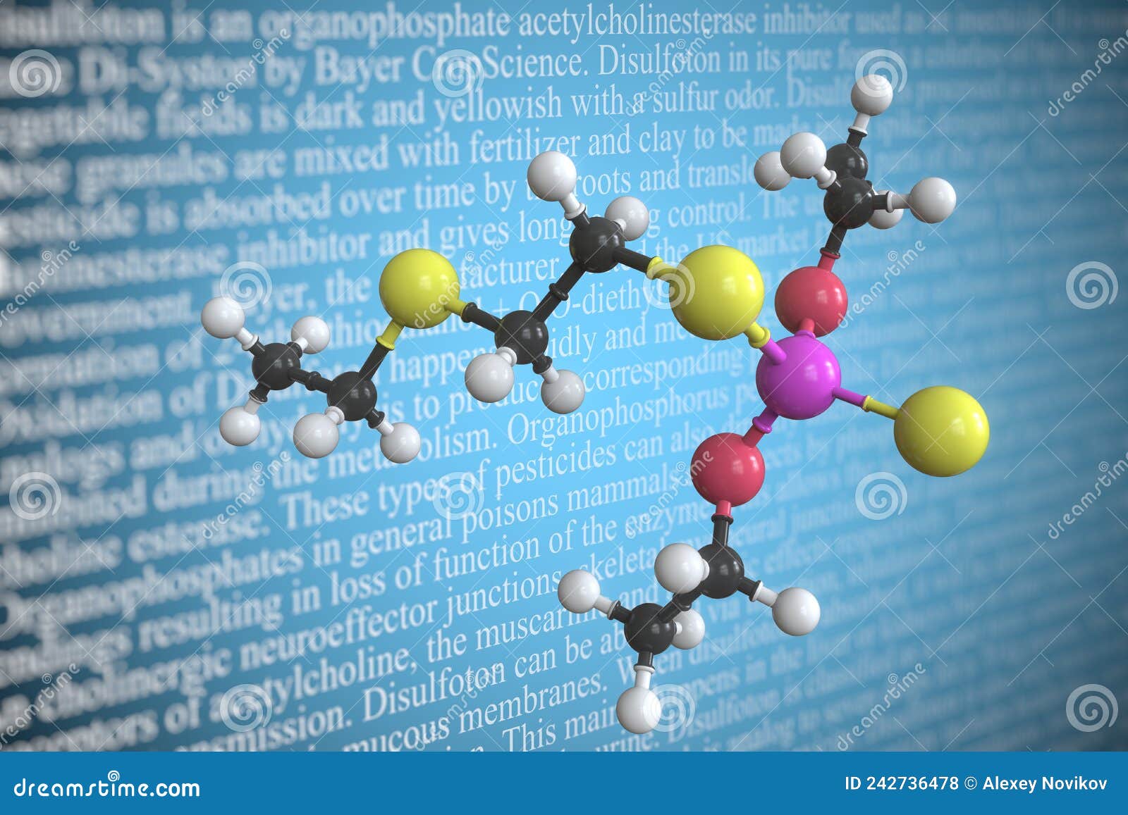 Disulfoton Scientific Molecular Model, 3D Rendering Stock Illustration ...