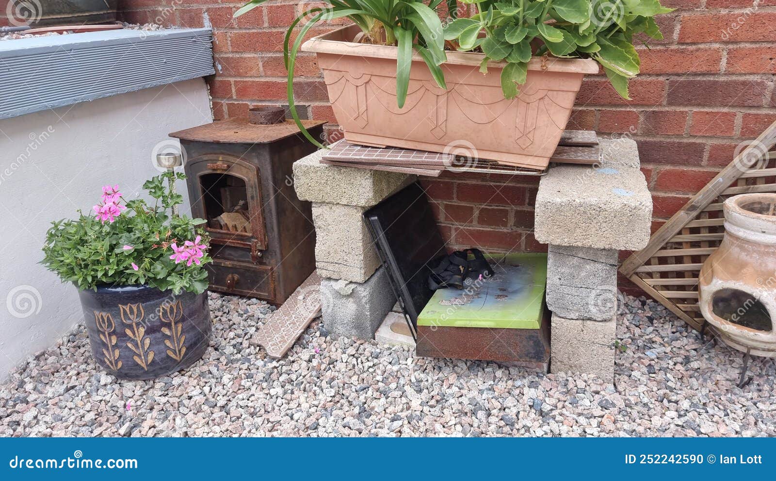 Disused Log Burner Used for Barbecues Stock Photo - Image of brickwork ...