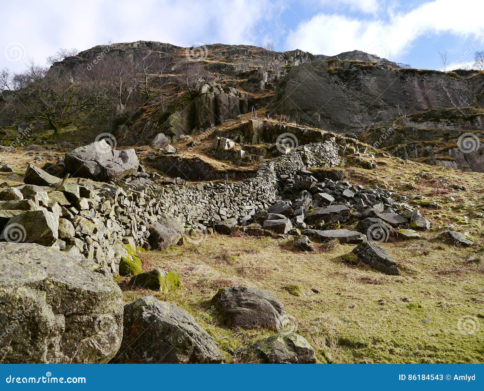 Disused Quarry Area in Langstrath Valley, Lake District Stock Image ...
