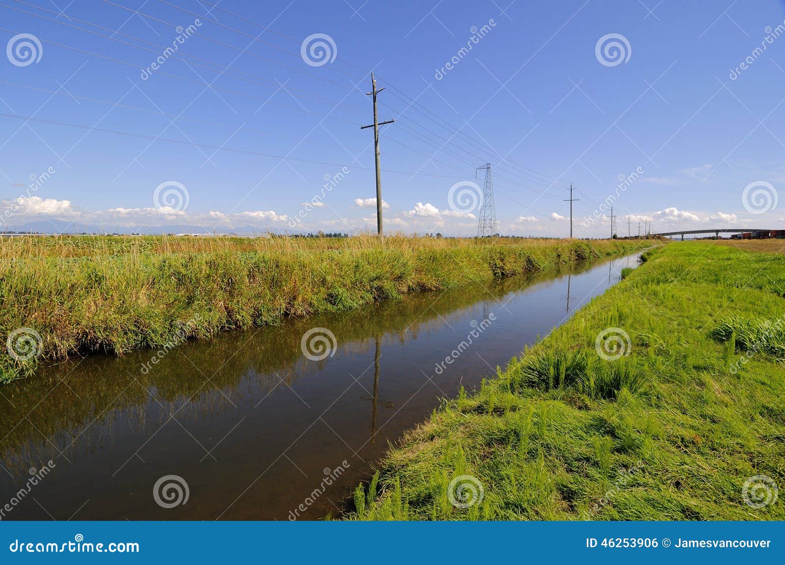 Ditch by the farm fields stock photo. Image of irrigation - 46253906