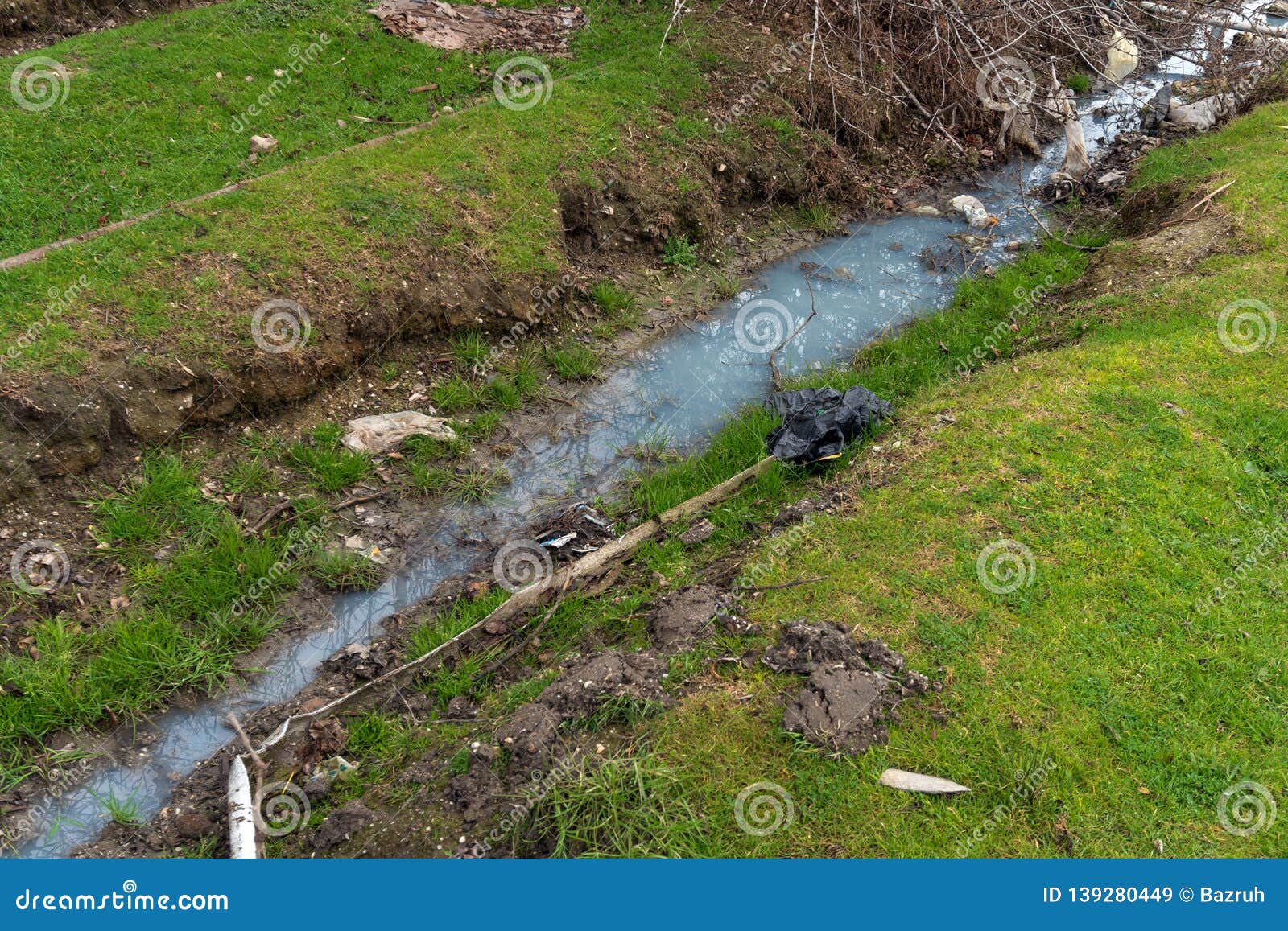 Ditch with sewage stock image. Image of nature, environmental - 139280449