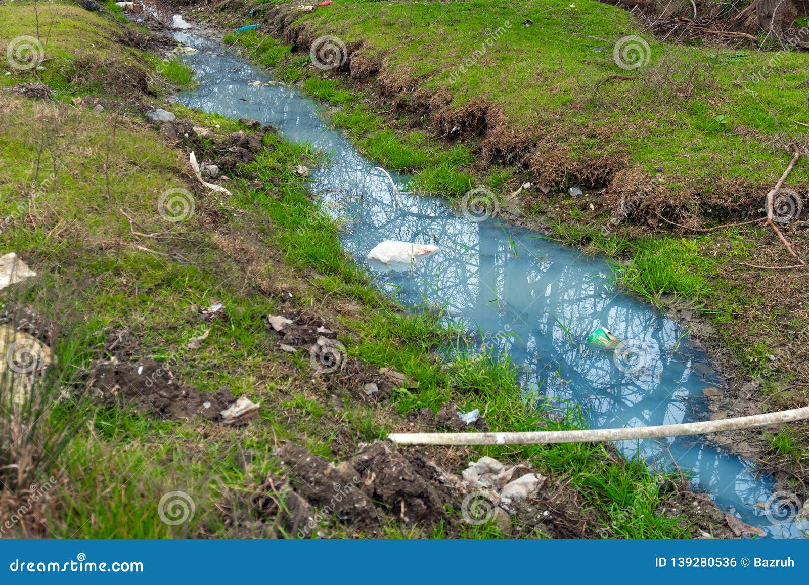 Ditch with sewage stock photo. Image of problem, green - 139280536
