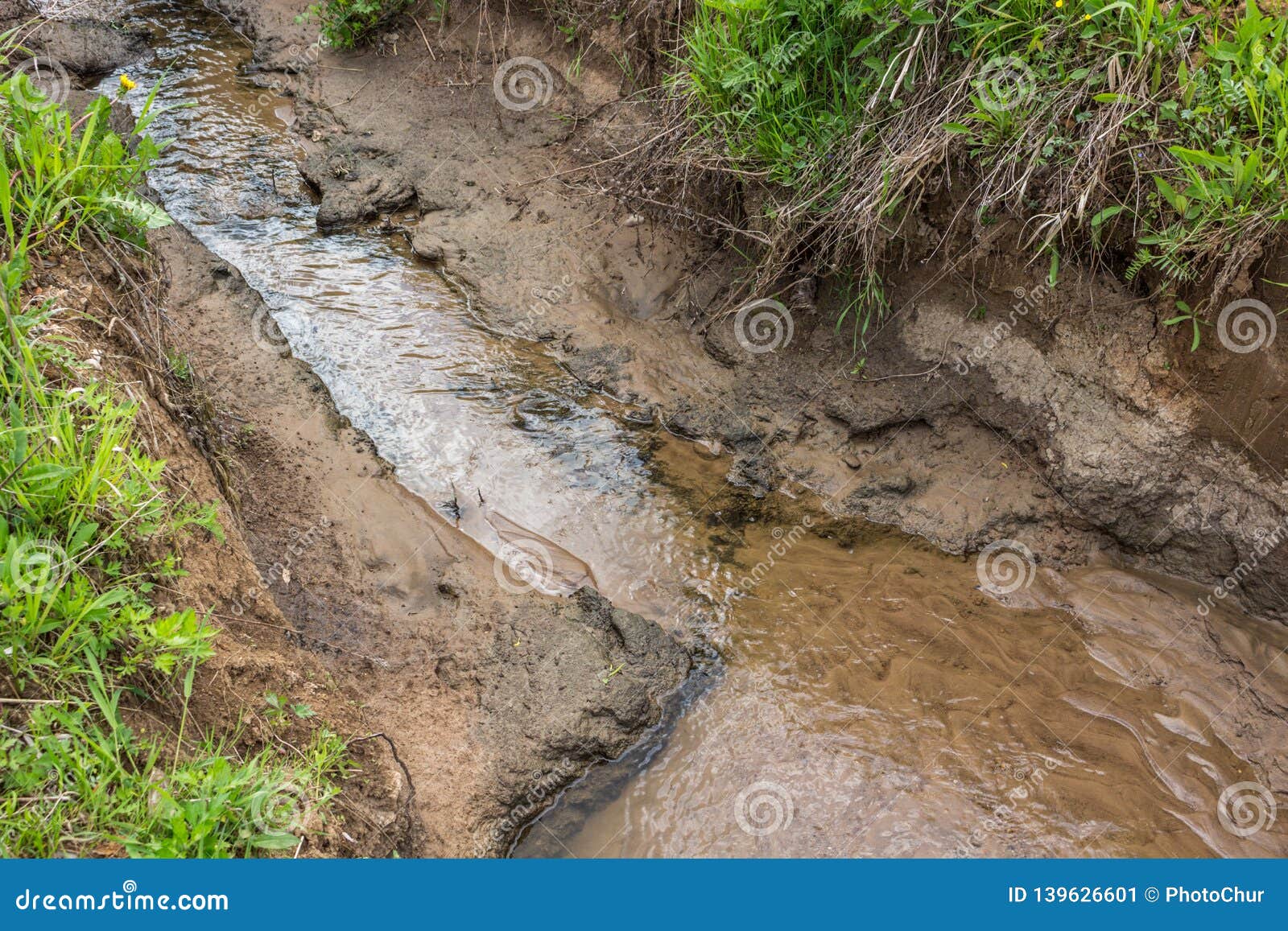 Ditch with a stream stock image. Image of meliorationn - 139626601