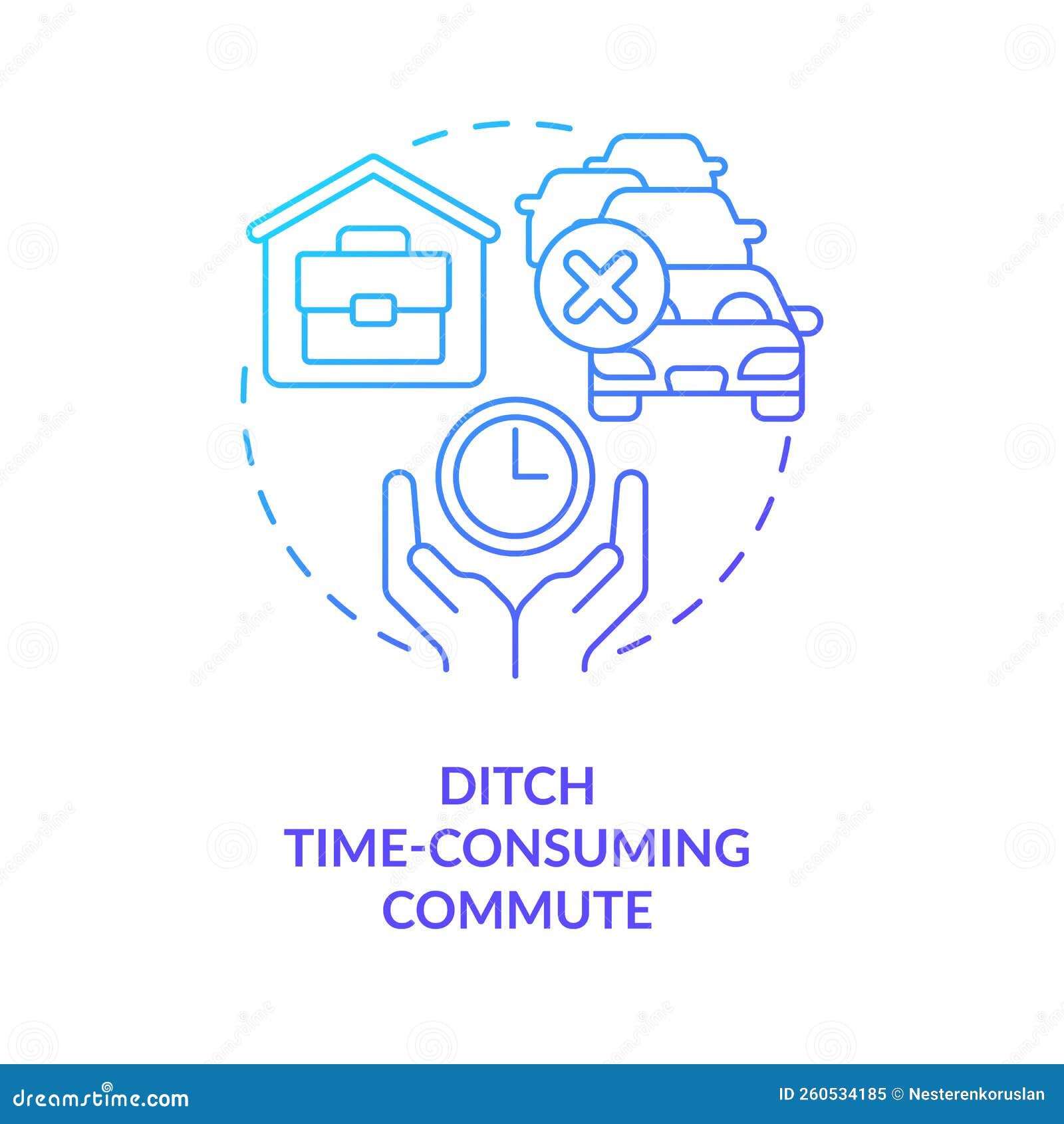 Ditch Time-consuming Commute Blue Gradient Concept Icon Stock Vector ...