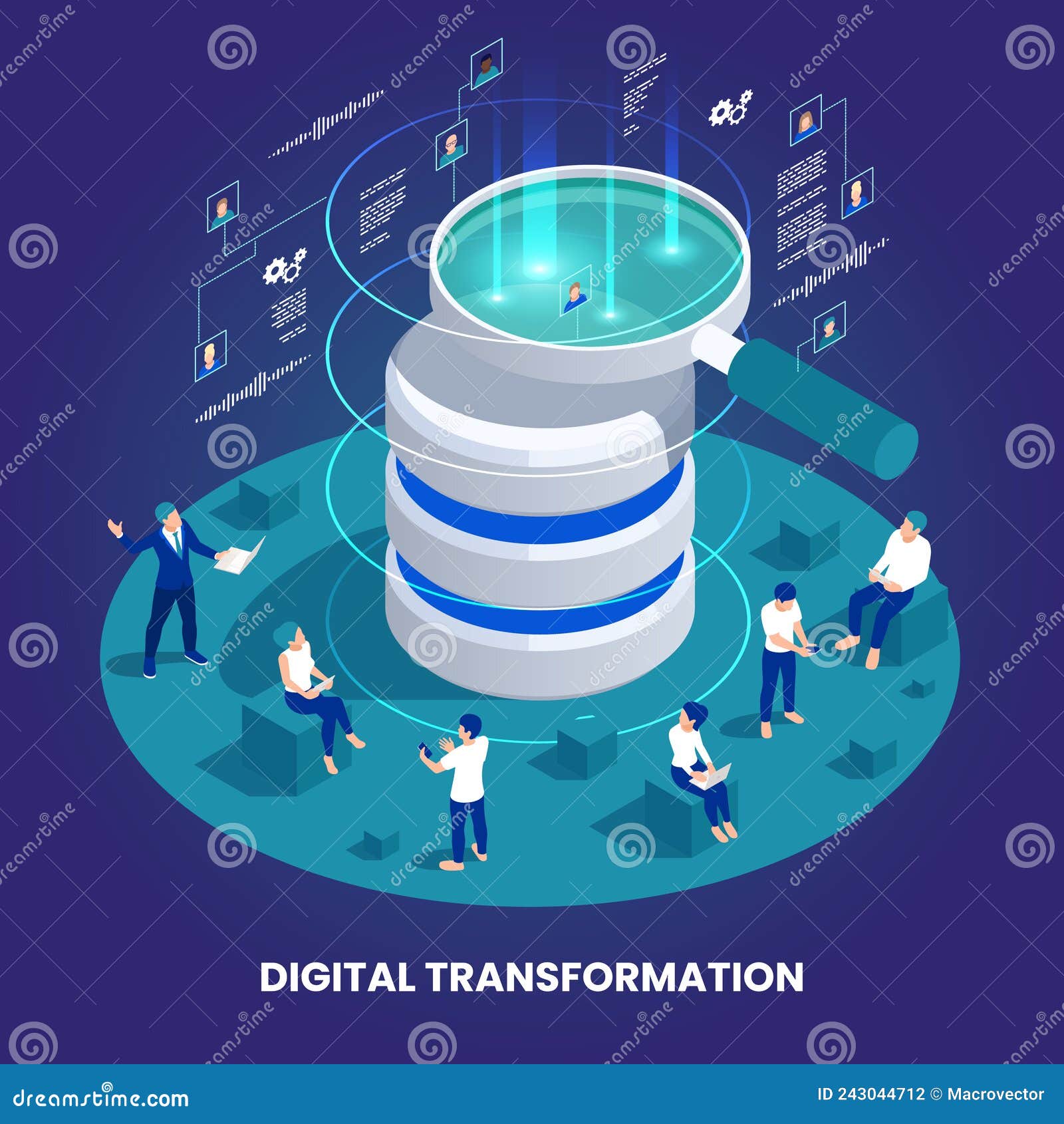 Digitalization Isometric Composition Cartoon Vector | CartoonDealer.com ...