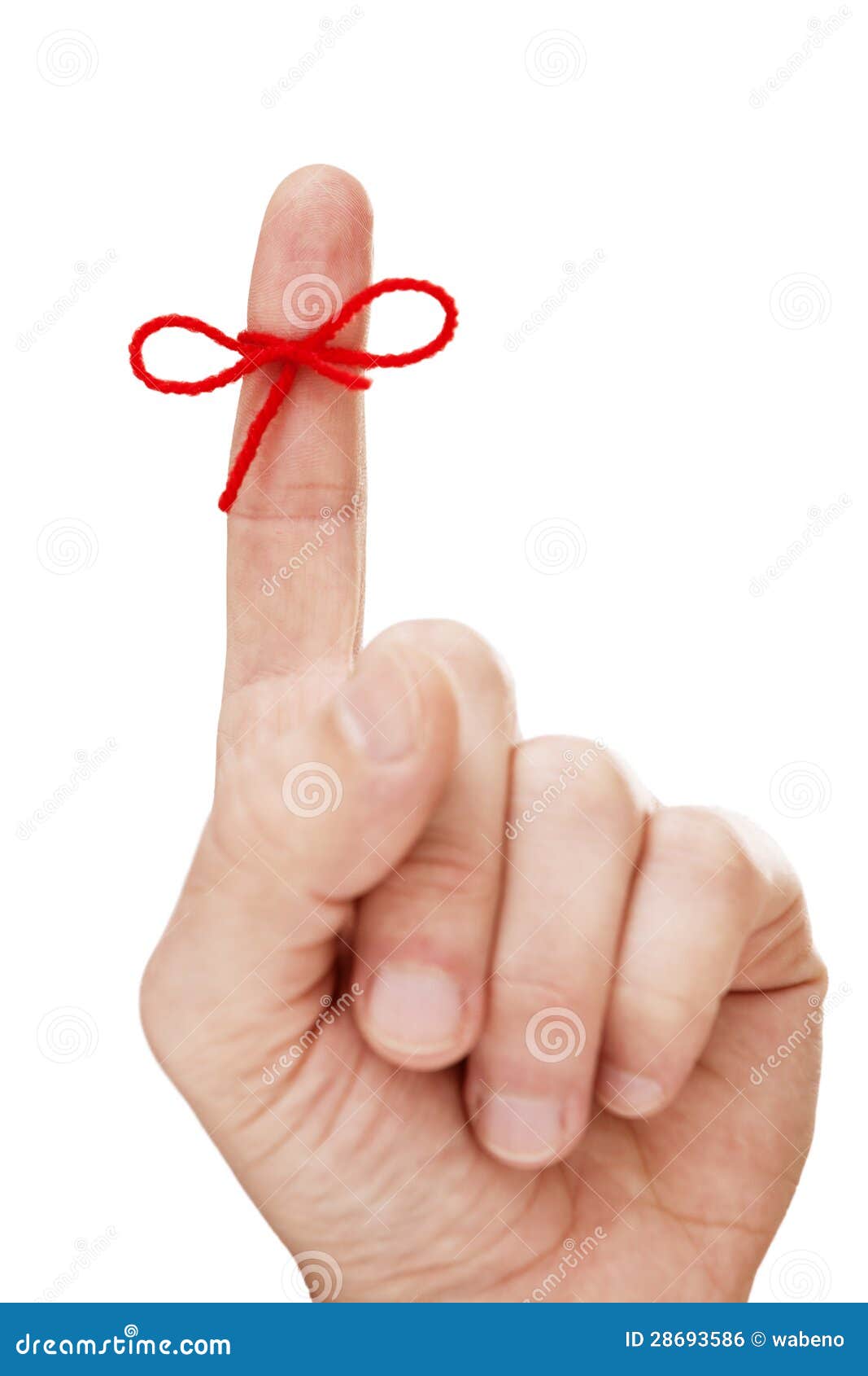 Dito con l'arco legato fotografia stock. Immagine di memorie - 28693586