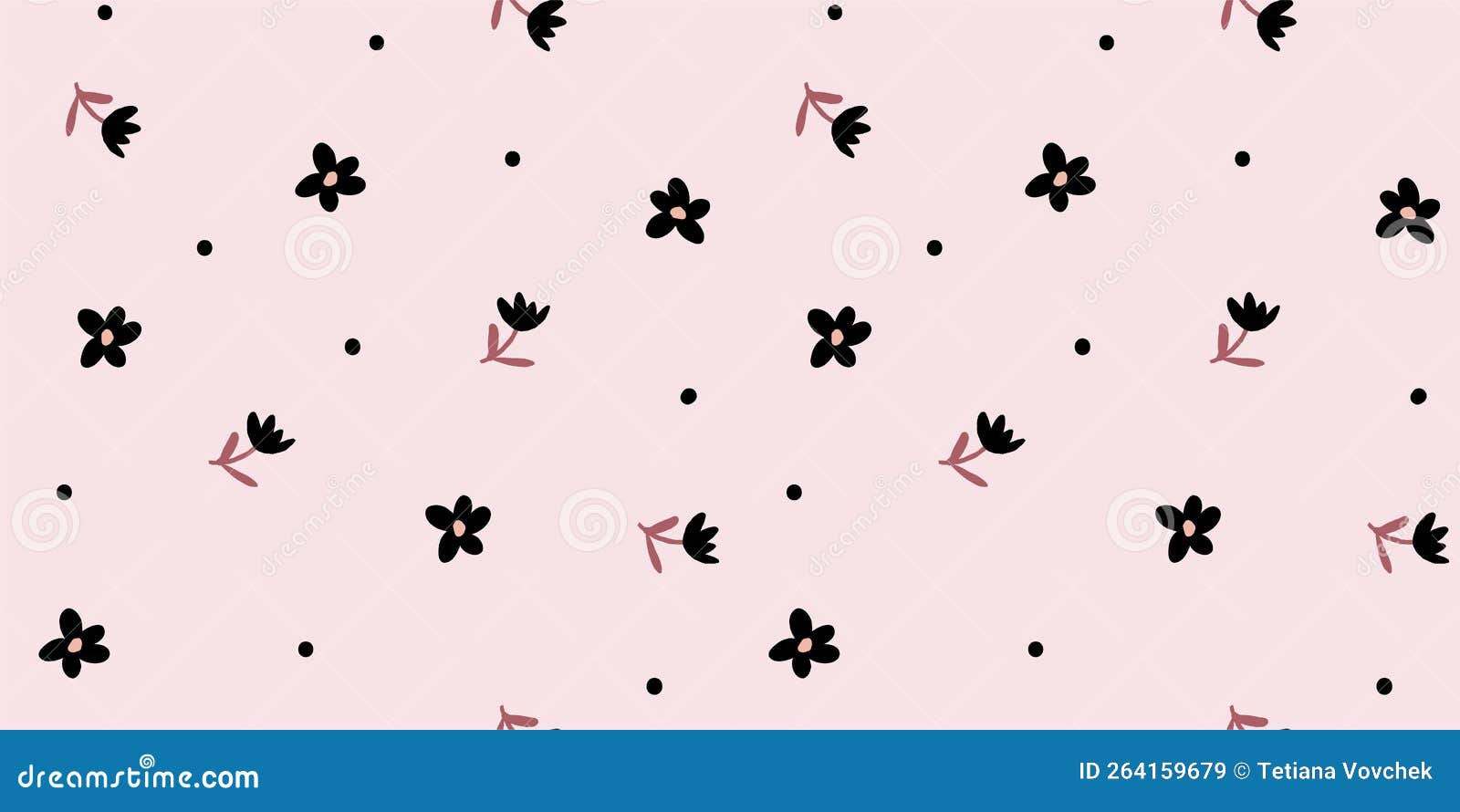 Ditsy Pattern. Simple Vector Black and White Seamless Texture with ...