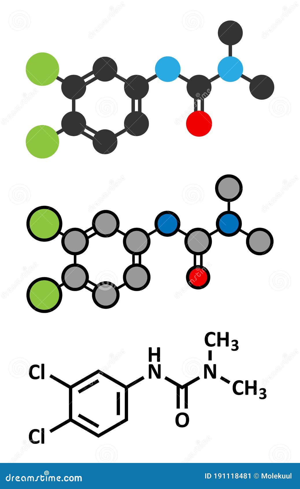 Diuron Or DCMU Herbicide Molecule, Skeletal Chemical Formula. Vector ...