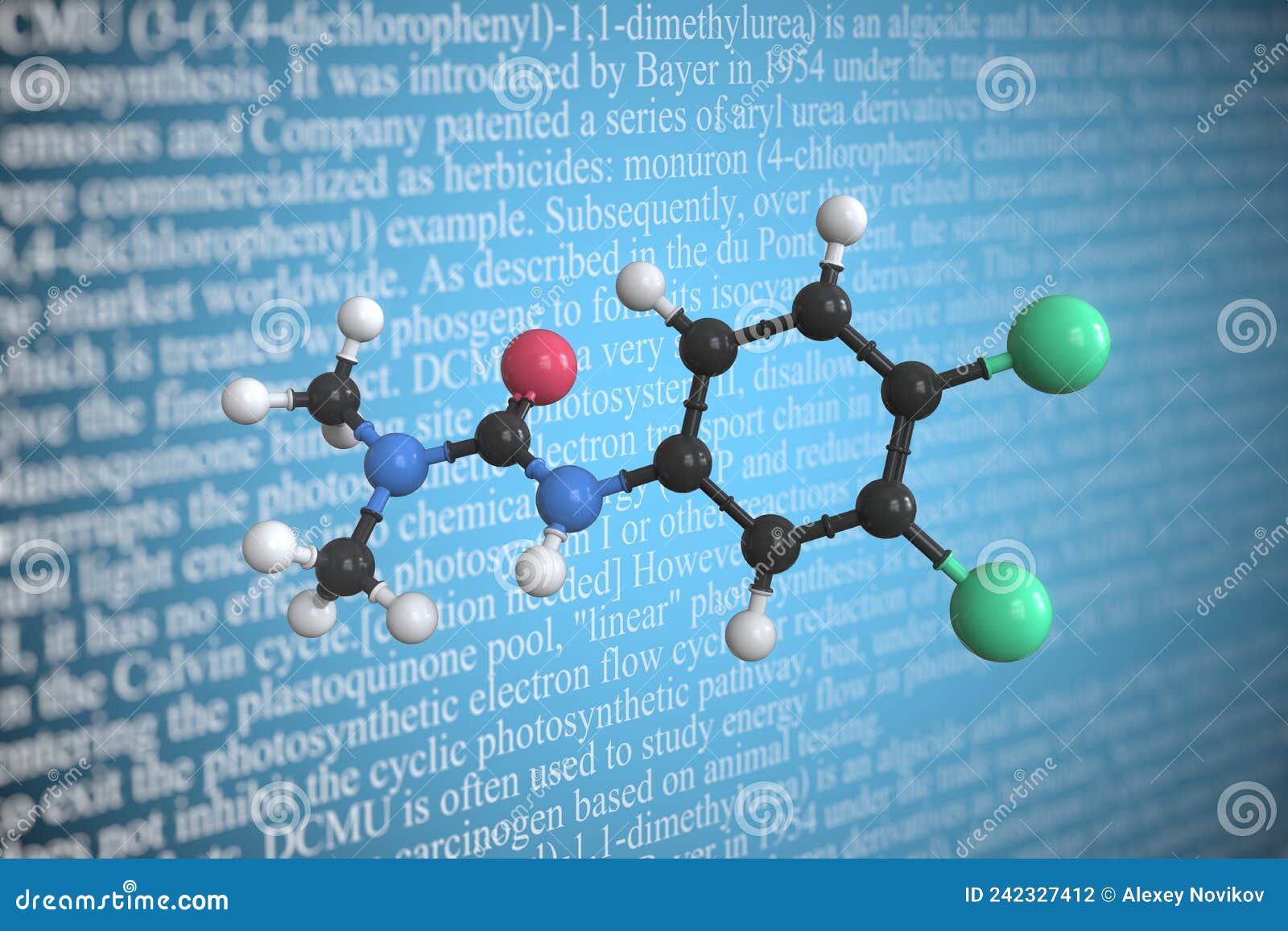 Diuron Scientific Molecular Model, 3D Rendering Stock Illustration ...