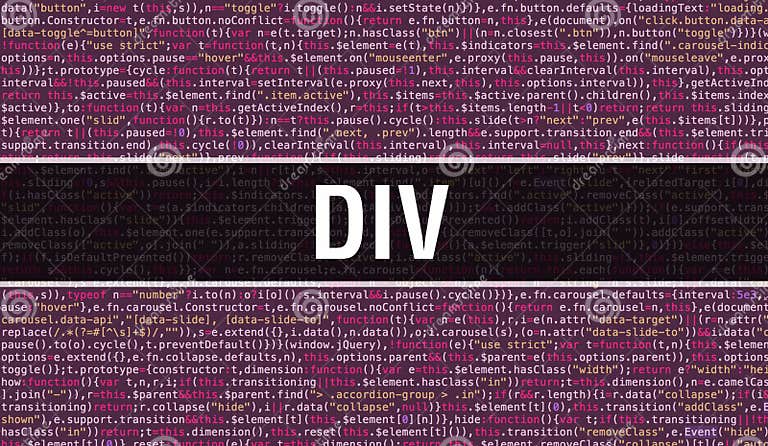 Div Text Written on Programming Code Abstract Technology Background of ...