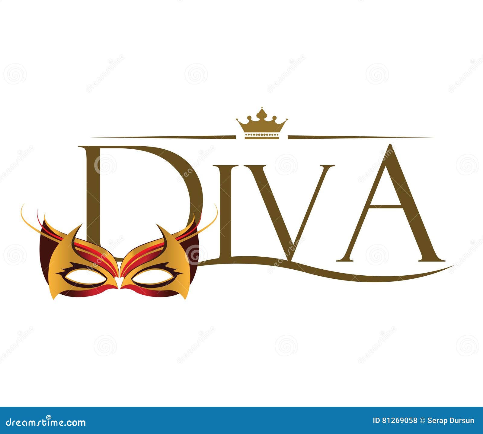 Diva Logo with Masquerade Glasses Stock Illustration - Illustration of ...