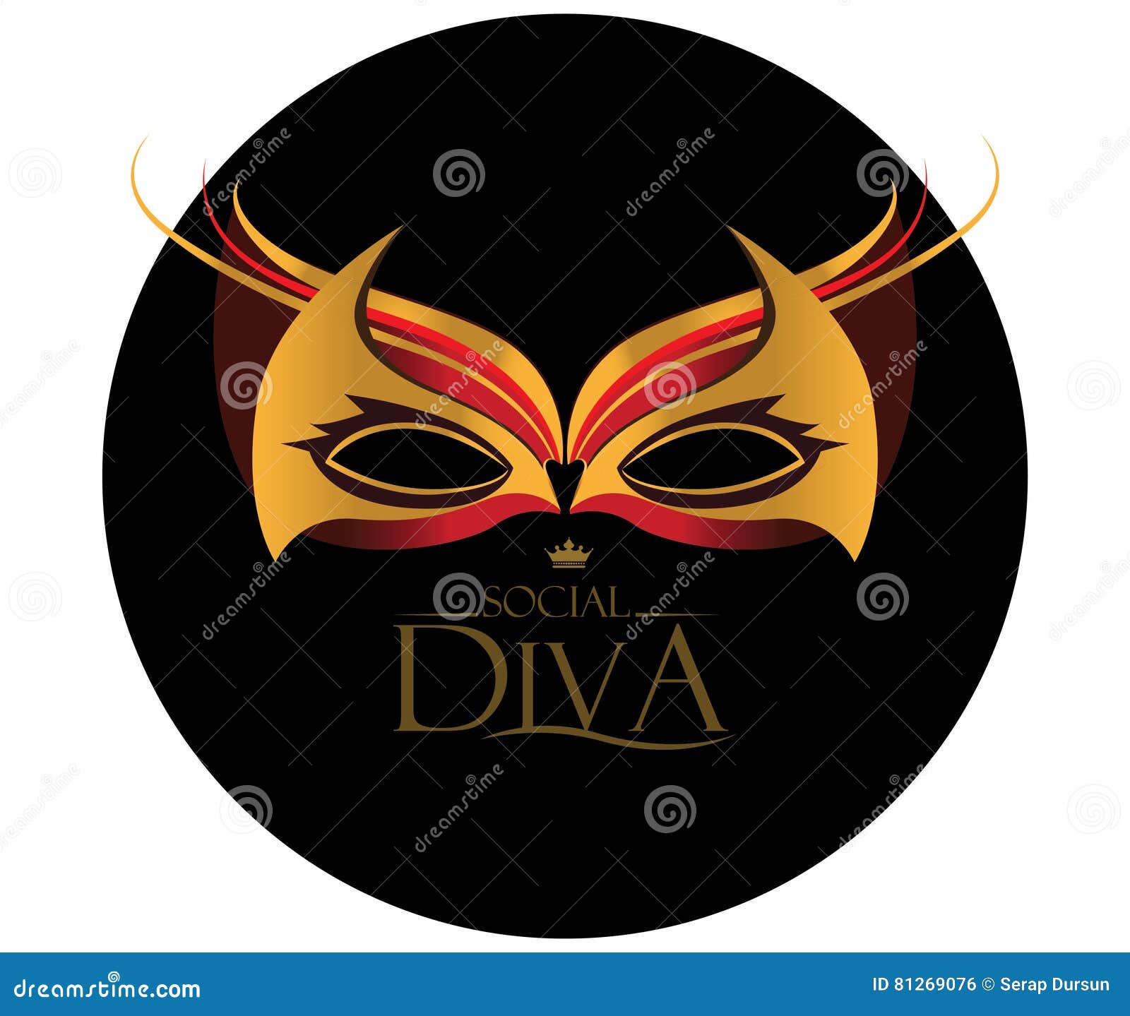 Diva Logo with Masquerade Glasses Stock Illustration - Illustration of ...