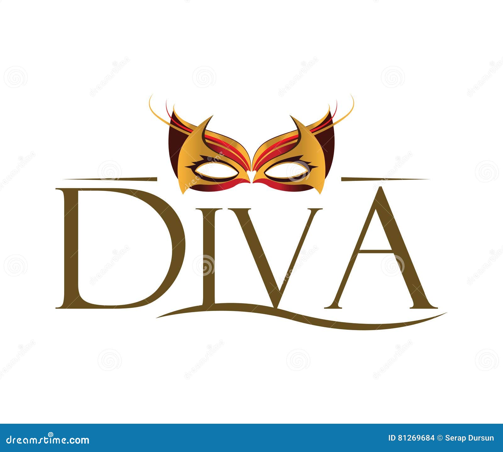 Diva Logo with Masquerade Glasses Stock Illustration - Illustration of ...