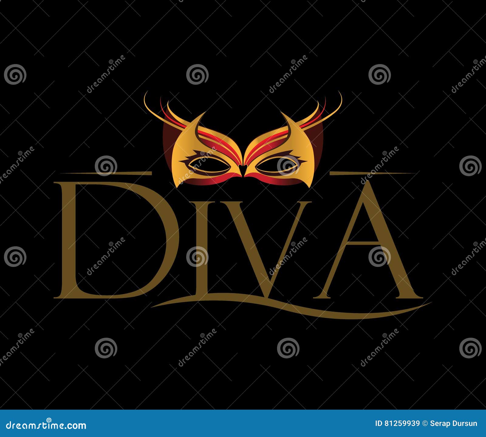 Diva Logo with Masquerade Glasses Stock Vector - Illustration of design ...