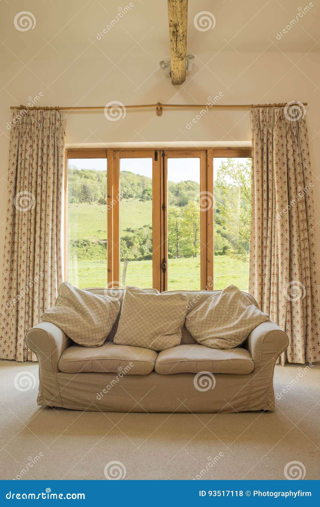 Divan Confortable Devant Des Portes De Patio Photo stock - Image du ...
