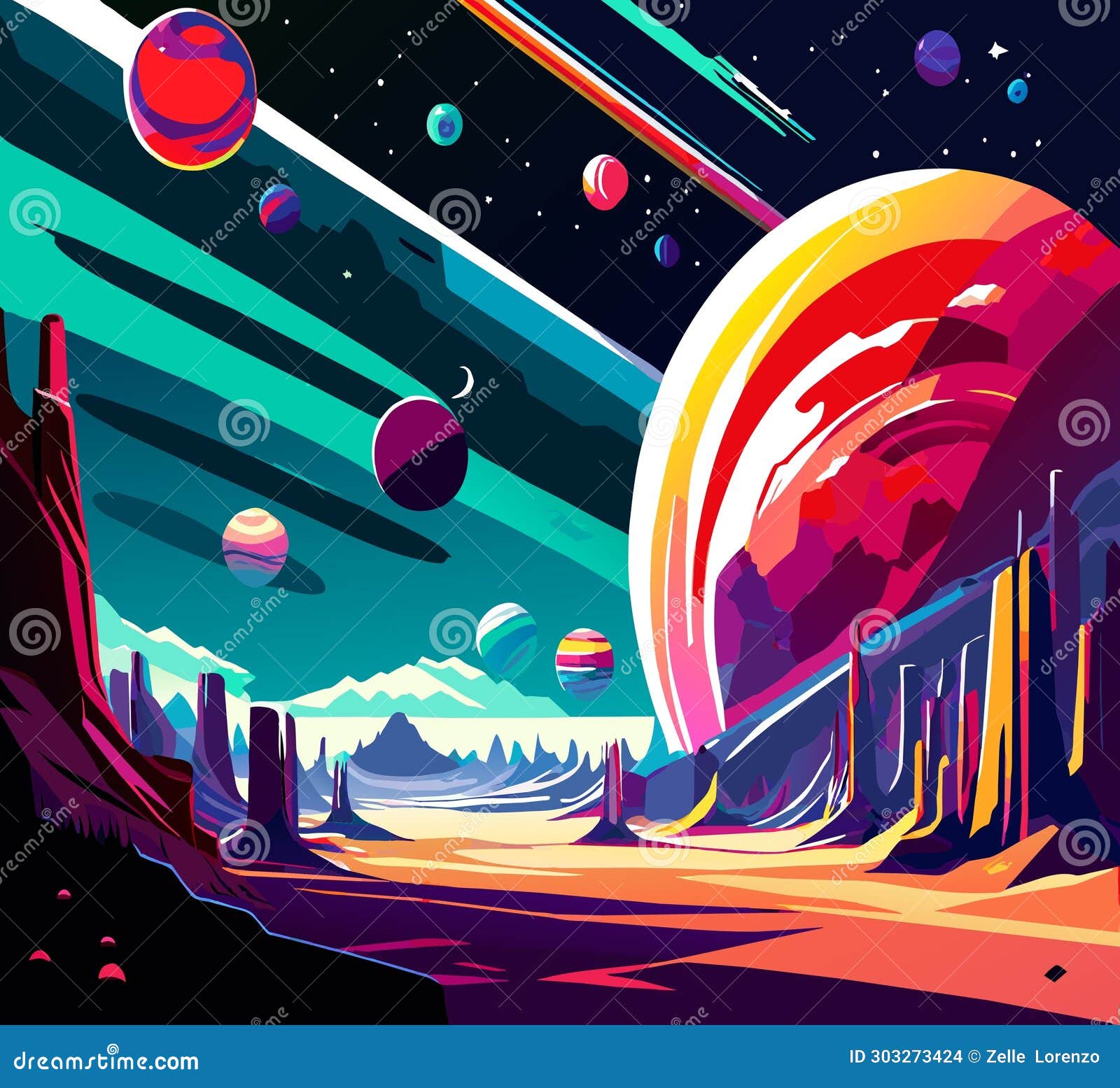 Galactic Marvel: Vector Planets and Sci-Fi Wonders! Stock Illustration ...