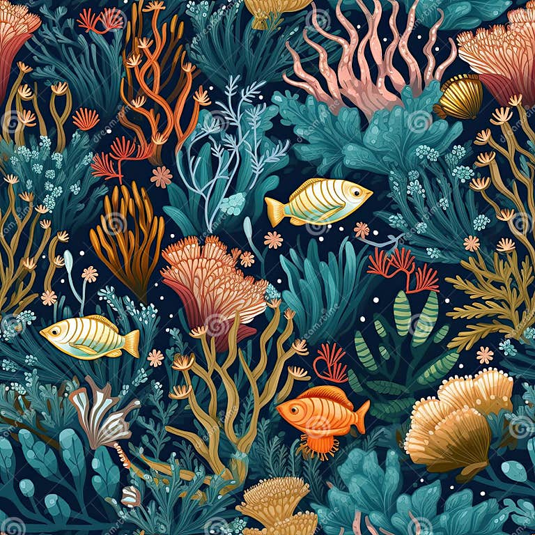 Dive into the Beauty of the Sea with Patterns Seamless Pattern Stock ...
