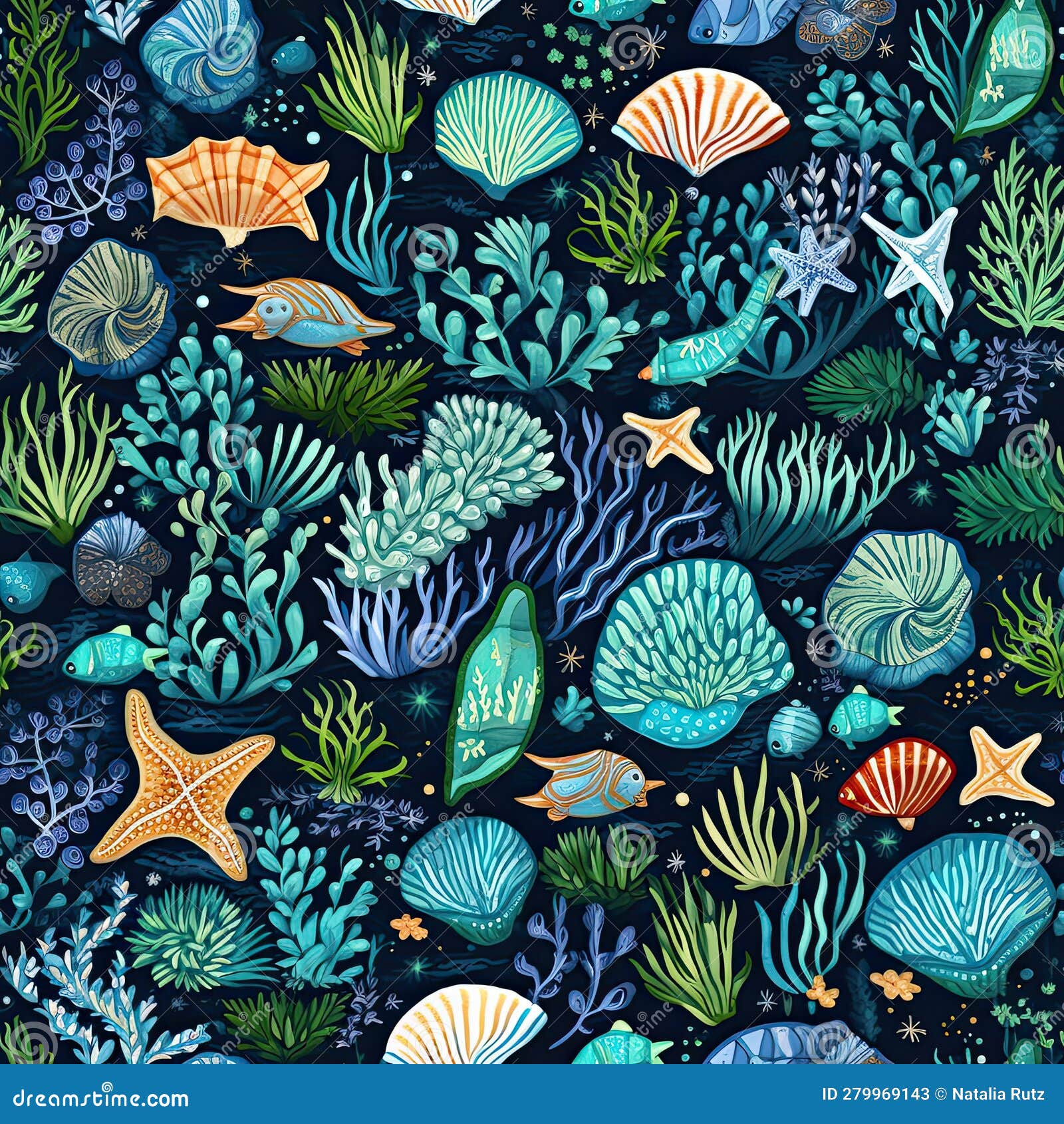 Dive into the Beauty of the Sea with Patterns Seamless Pattern Stock ...