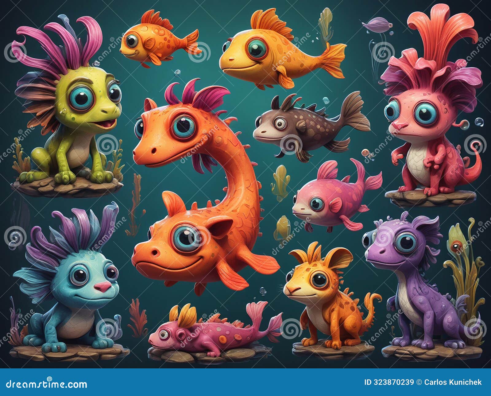 Dive into the Colorful World of Whimsical Cartoon Creatures - Generated ...