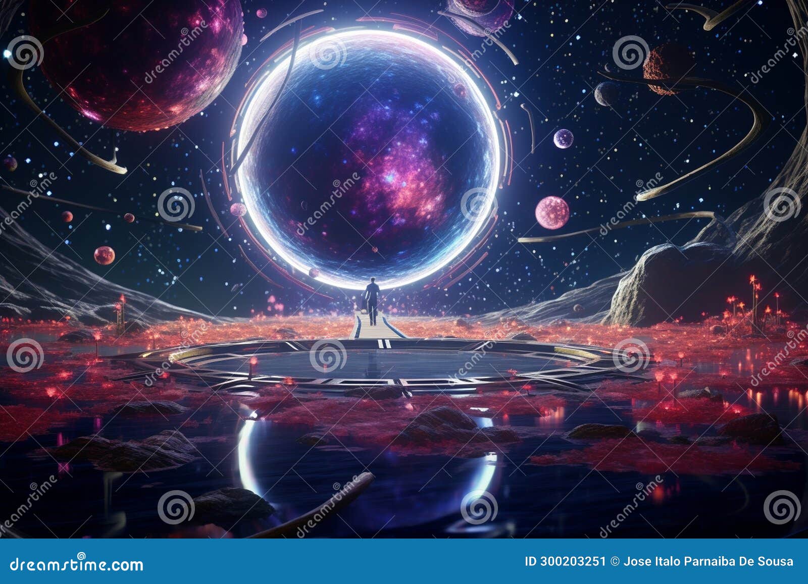 Dive into a Cosmic Playground Where Spaceships Stock Illustration - Illustration of stars, black ...