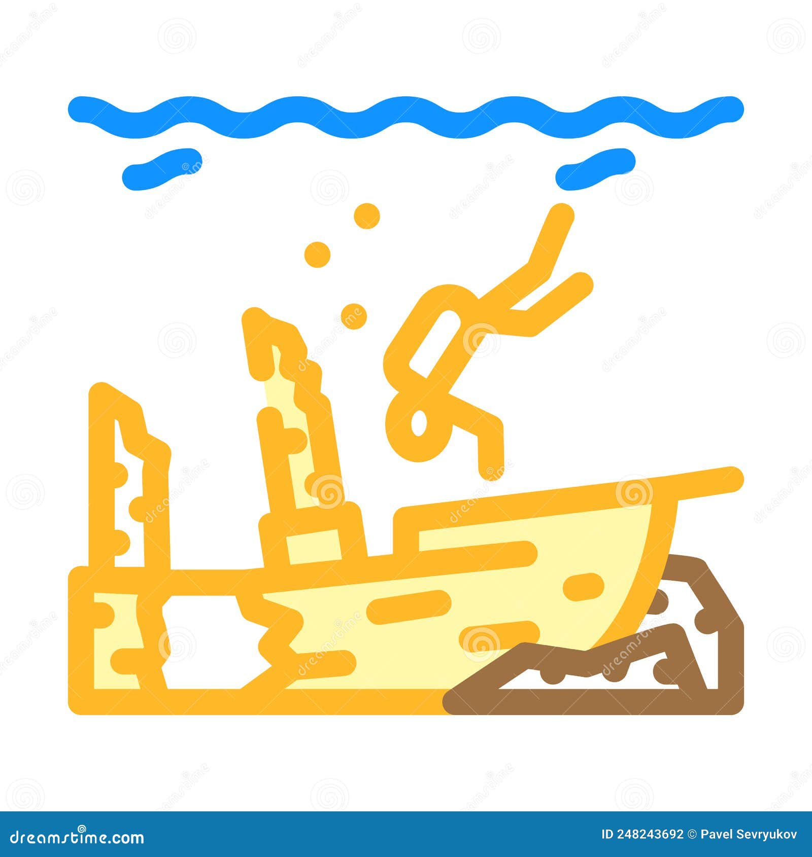 Sunken Objects Architecture And Shell, Six Element Vector Illustration ...