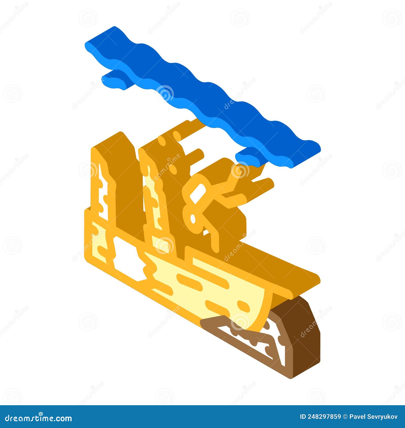 Sunken Objects Architecture And Shell, Six Element Vector Illustration ...